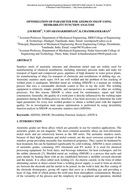 pdf optimization of parameter for aisi304 in smaw using desirability