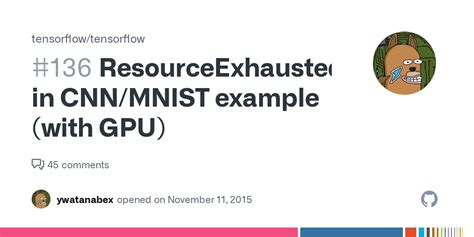 ResourceExhaustedError In CNN MNIST Example With GPU Issue Tensorflow Tensorflow GitHub