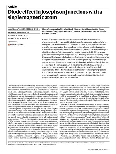 Pdf Diode Effect In Josephson Junctions With A Single Magnetic Atom
