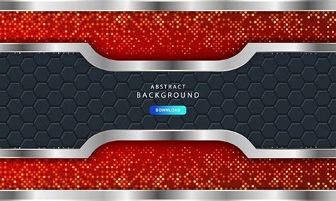 카본 섬유 육각 질감의 고급스러운 어두운 배경 금속 라인과 현대적인 배경 추상적 미래 럭셔리 레드 배경 0명에 대한 스톡 벡터