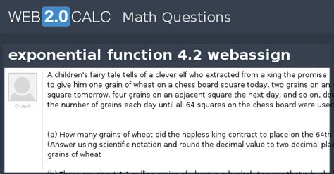 View Question Exponential Function 42 Webassign