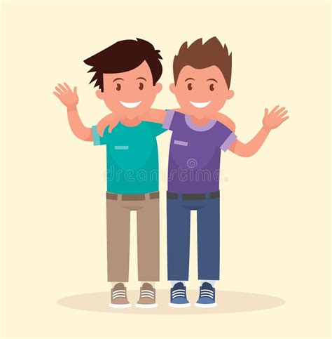 Amigos Abrazados Juntos J Venes Ni Os Y Ni As Felices Ilustraci N Vectorial Plana