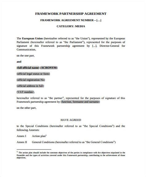 Framework Agreement Template 11 Free Pdf Word Format Download