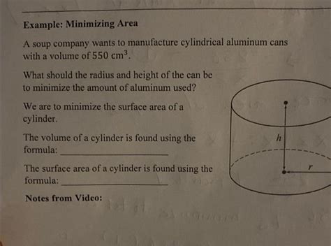 solved example minimizing area a soup company wants to