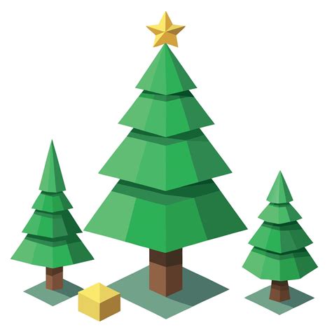 Minimal Low Poly 3d Render Christmas Tree Set Isolated 51990045 Vector Art At Vecteezy