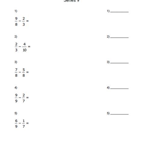 Math Fraction Subtraction Practice Worksheet Series 8 Geek Slop Online