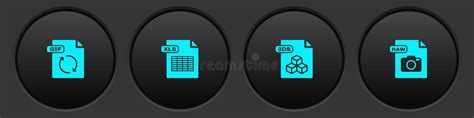 set file document xls 3ds and raw icon vector stock vector