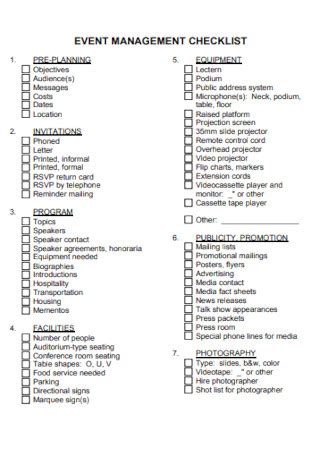 50 SAMPLE Event Checklist Templates In PDF MS Word