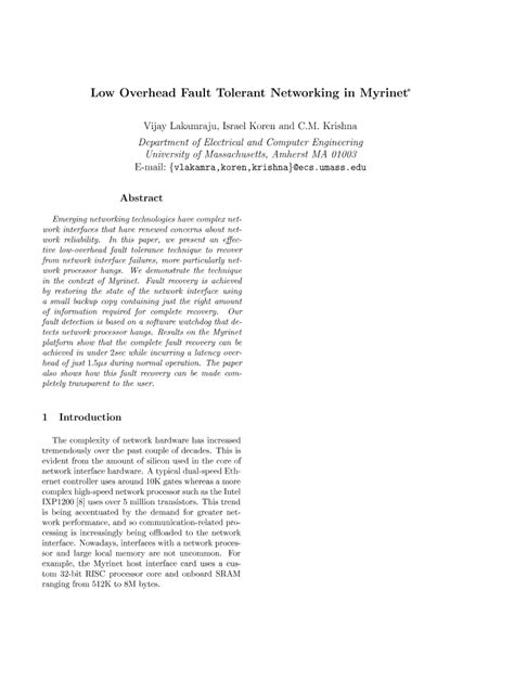 low overhead fault tolerant networking in myrinet ieee conference