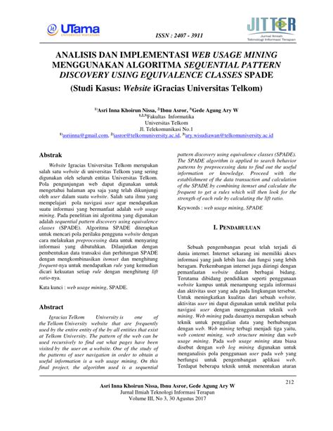 pdf analisis dan implementasi web usage mining menggunakan algoritma