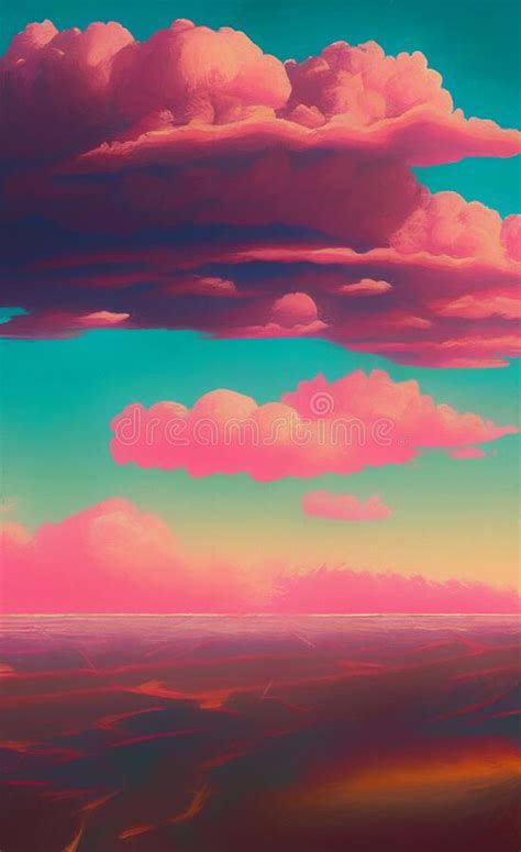 pink cloudscape abstract digital art stock illustration illustration of fluffy blue 254685579