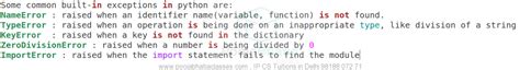 7 Name Some Common Built In Exceptions In Python Pooja Bhatia