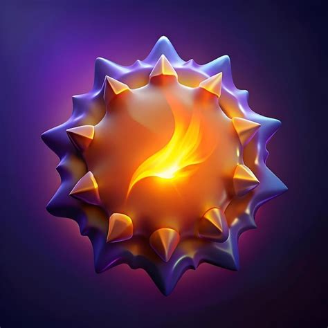 Abstract 3d Glowing Orb With A Fiery Core Surrounded By Sharp Spikes