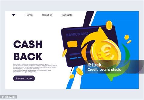 웹 사이트의 배너 템플릿의 벡터 일러스트레이션 은행 카드가있는 유로 캐쉬백의 개념 유로 금화 및 화살표 개발에 대한 스톡 벡터 아트 및 기타 이미지 Istock