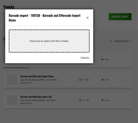 3rd Party Barcode Import Moshtix