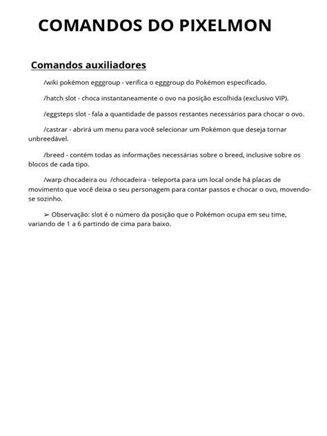Comandos Do Pixelmon Pdf