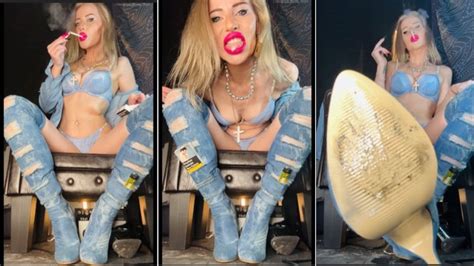 Your Smoking Goddess Chain Smokes Eve While U R On Your Knees Begging For Ash And Spit