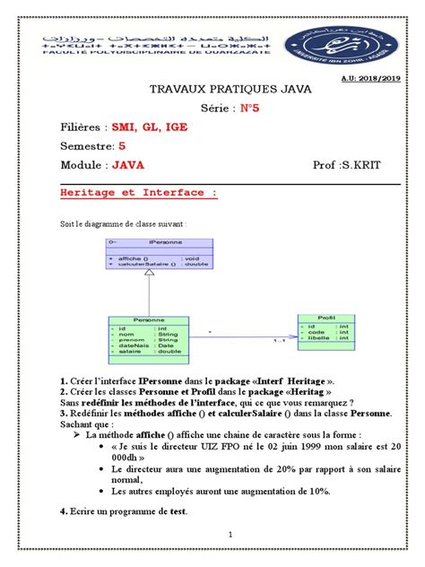 Tps Correction S5 Java Serie 5 2018 2019 Pdf