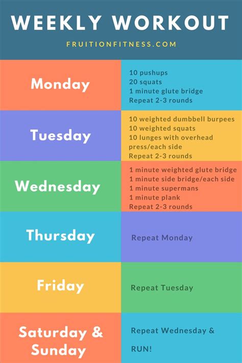 The Get It Done Weekly Workout Plan Fruition Fitness Monday To