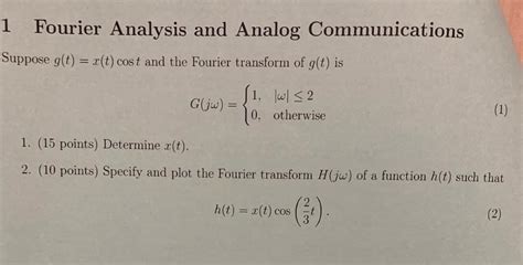 Solved This Is About Fourier Analysis And Analog