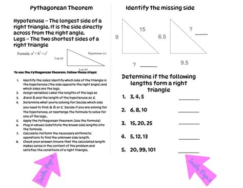 Pythagorean Theorem Foldable Etsy