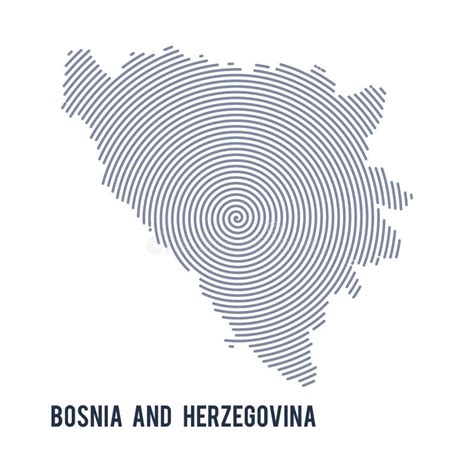 Vector Abstract Hatched Map Of Bosnia And Herzegovina With Spiral Lines Isolated On A White
