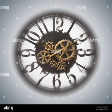Clock With Cogwheels Motion Blur Effect Time Concept Stock Photo Alamy
