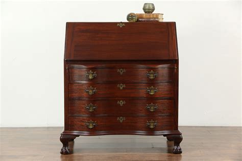 Traditional Mahogany 1920s Antique Drop Front Secretary Desk