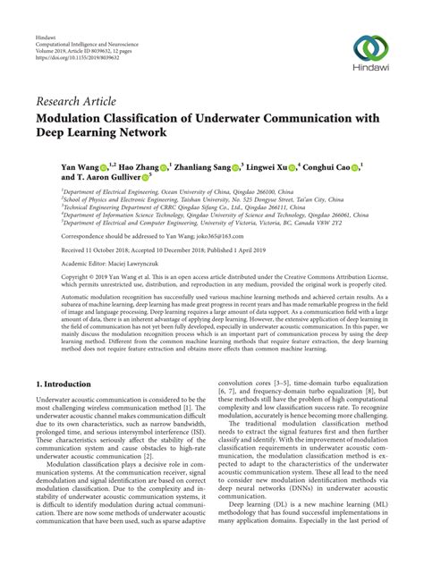 Pdf Modulation Classification Of Underwater Communication With Deep