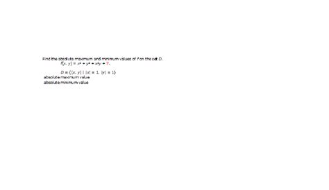 Solved FInd The Absolute Maximum And Minimum Values Of F On Chegg