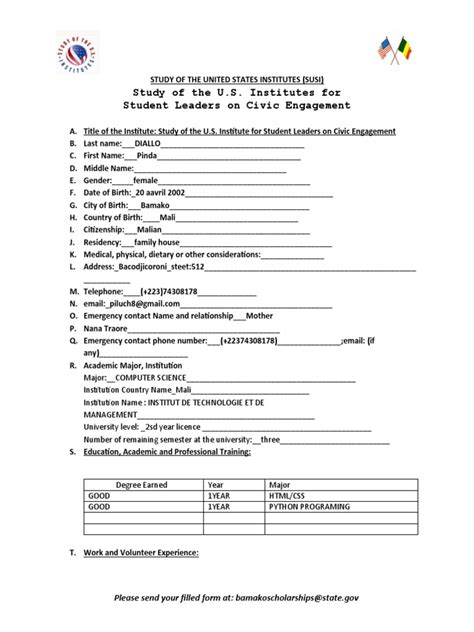 Blank Application Form For Students Pdf