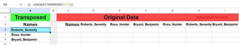 Transpose Unique Nested Formula Example Removing Duplicates From Data