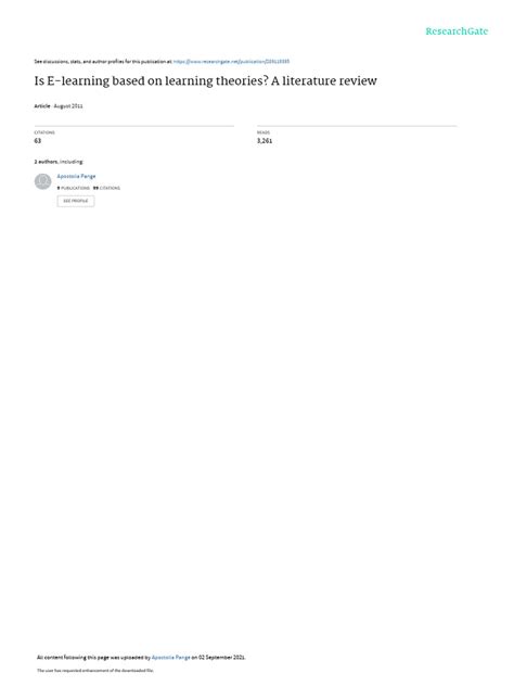 is e learning based on learning theories a literature review pdf