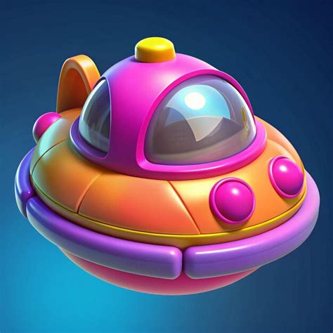 3d Plastic Icon Of Futuristic Hovercraft With Sleek Design And Vibrant