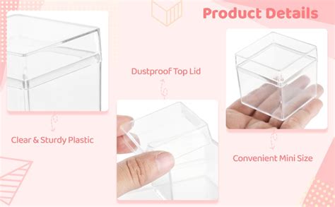 50 Pcs Acrylic Boxes With Lids 2×2×2 Mini Clear Candy
