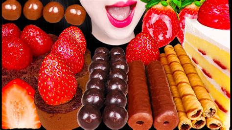 Asmr Chocolate Desserts Strawberry 초코 딸기 먹방 Mukbang Youtube