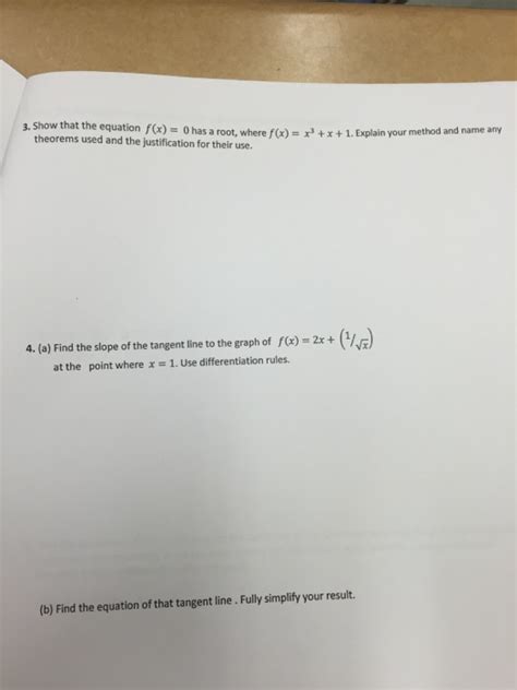 solved show that the equation f x 0 has a root where