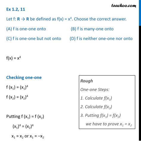 mcq chapter 1 class 12 let f x x4 choose a f is one one onto