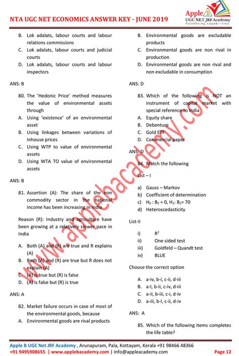 Nta Ugc Net Economics Answer Key And Question Paper June 2019