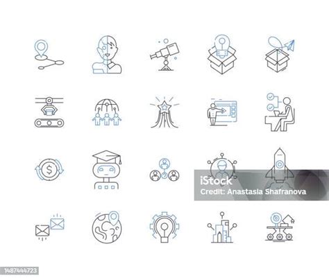 Efficiency Productivity Line Icons Collection Streamlining Optimization