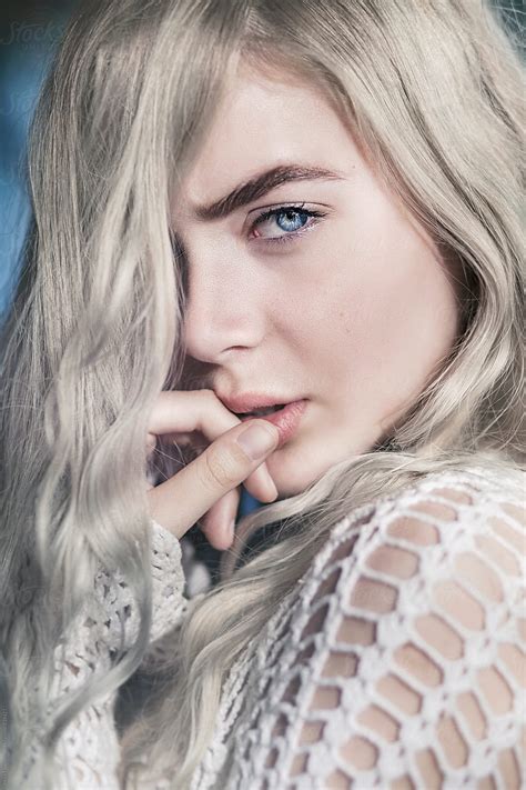 Girl With Silver Hair And Blue Eyes