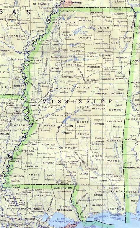 Administrative Map Of Mississippi State Mississippi State Usa