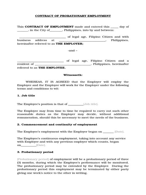 Probation Agreement Template