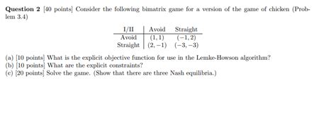 Solved Question Points Consider The Following Chegg