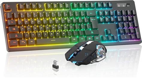 Amazon Com Wireless Gaming Keyboard And Mouse Combo RGB Backlit Rechargeable Wireless
