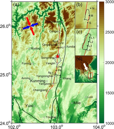 A Map View Of The Western Xiaojiang Fault Which Is Modified From Yu Download Scientific