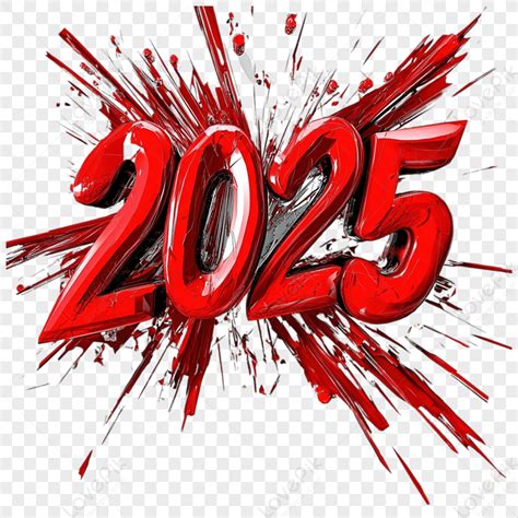 빨간색에 3d 스타일 글자가 있는 2025 Png 일러스트 무료 다운로드 Lovepik
