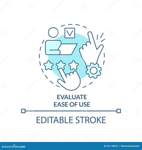 Evaluate Ease Of Use Turquoise Concept Icon Stock Vector Illustration Of Infographic Editable