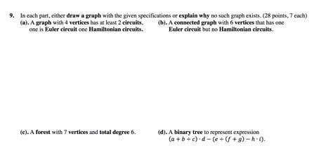 Solved 9 In Each Part Either Draw A Graph With The Given