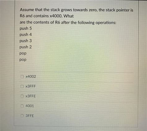 Solved Assume That The Stack Grows Towards Zero The Stack